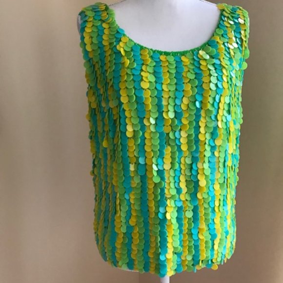 Tops | Vintage 7s Neon Spangled Tank Top | Poshmark